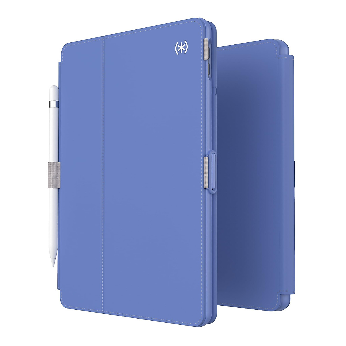 Speck Balance Folio Case for iPad 10.2 Inch (2019-2021) - Drop & Camera Protection, Slim Multi Range Stand, Apple Pencil Holder - Grounded Purple/Sweater Grey/White