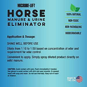 MICROBE-LIFT Horse Manure & Urine Eliminator for Use in Stables and Barns, Use on all Surfaces and Supplies, Ammonia Reducer, Highly Concentrated Formula, 1 Gallon