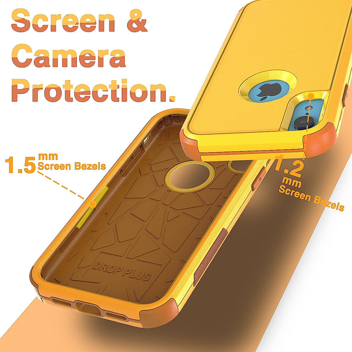 YmhxcY for iPhone XR Case iPhone XR Phone Case with [2 Pcs] EPU Flexible Screen Protectors,[Shockproof] [Dropproof] Protection Cover for Apple iPhone XR 6.1"-Yellow
