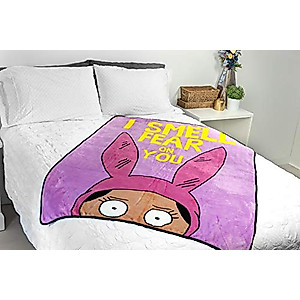 Bob's Burgers Louise Throw Blanket | I Smell Fear On You Quote | Collector's Large Pink Blanket | 64 x 44 Inches
