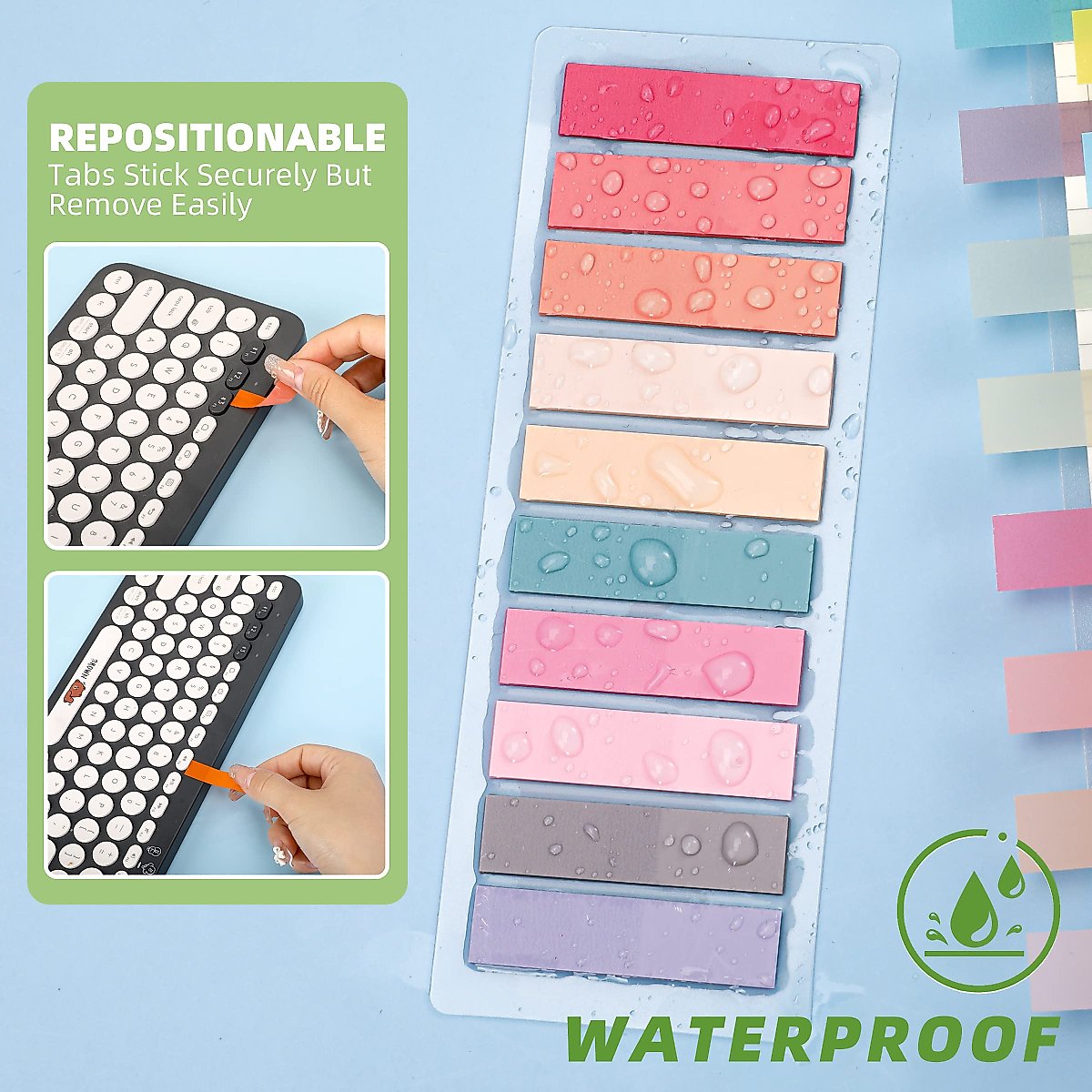 2800-Pcs Sticky/Book Tabs, Writable Morandi Translucent Book Markers Sticky Note Tabs, Repositionable Book Flags Strip, Post It Notes, Book Annotation Supplies, Annotation Tabs, File Index Tabs