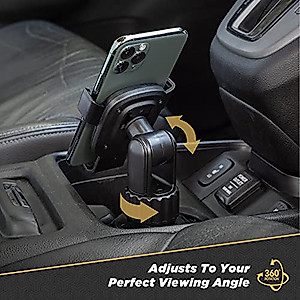 Scosche GHCUPM-SP1 GravityDrop Cup Phone Holder Mount with Phone Weight Triggered Adjustable Arms, Universal for Most Vehicle Cup Holders, Black