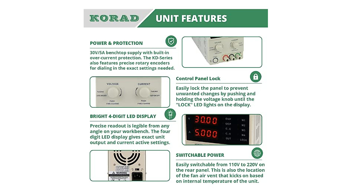 KORAD KD3005D Power Supply - Precision 30V, 5A Adjustable