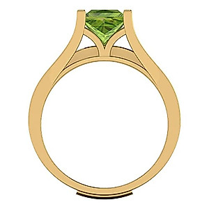 Clara Pucci 3.37ct Princess Cut Solitaire with Accent Green Peridot Sliding Statement Bridal Ring Band Set 14k Yellow Gold 7.5