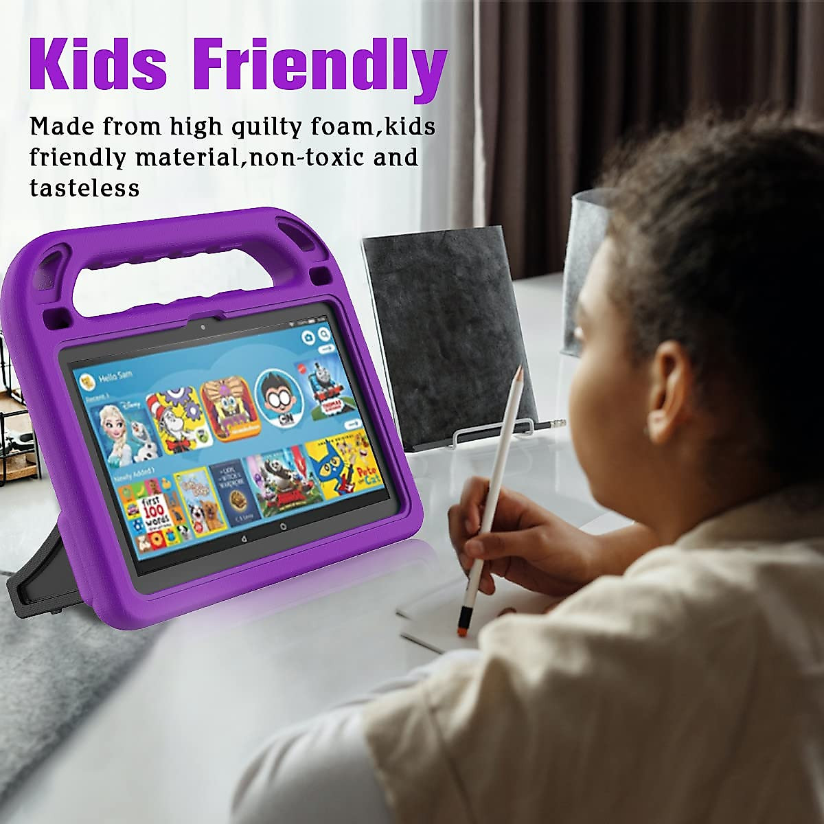 LEDNICEKER Kids Case for H D 8 & Plus 2020 & 2022 - Lightweight Shockproof Handle with Stand Kid-Proof Case for H D 8 inch Tablets (2022/2020 Release) - Purple