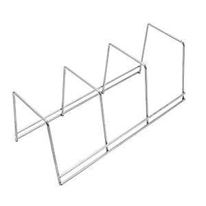 YBM Home Wire Dish Storage Rack for Plates, Cutting Boards, Bakeware, Pots and Pans, Serving Trays, Lids, and Other Cookware, 3 Section Plate Holder for Cabinets and Cupboards, Silver 2552