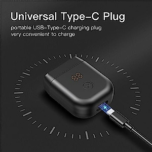 Founouly Electric Razor for Men with PopUp Trimmer, 100% Waterproof, Rechargeable, Type-C Beard Face Shaver, Black