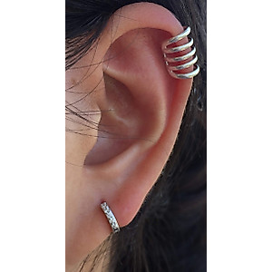 IminiJewelry Cubic Zirconia Small Hoop Earrings Ear Cuff for Cartilage Pierced Women Teen Girls Huggie Tiny Hoops (6mm)