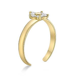 Lavari Jewelers Cubic Zirconia Adjustable Flower Toe Ring in 10k Yellow Gold 6 MM Wide