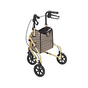 Drive Medical Winnie Lite Supreme Rollator Walker with Wheels, Tan Plaid