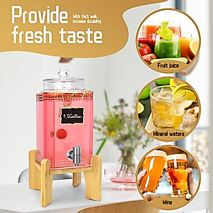 1.5 Gallon Glass Beverage Dispenser With Stand(Natual Bamboo). Water Drink Dispensers for Parties With Stainless Steel Spigot 100% Leakproof.Perfect For Parties And Daily Use.