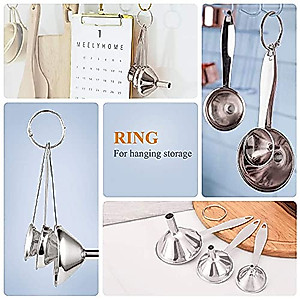 3 in 1 Metal Funnels for Filling Bottles Stainless Steel Small Kitchen Funnel Set for Transferring Essential Oils Liquid Fluid Spice Dry Ingredients Powder, Durable and Dishwash Safe