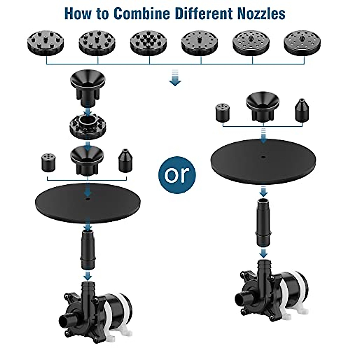 AISITIN 12W Powerful Solar Fountain Pump, Solar Water Fountain with Multiple Nozzles Outdoor Solar Fountain Pump Kit for Bird Bath Pond Pool Garden Decoration