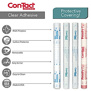 Con-Tact Brand - KIT09FC9993 Creative Covering Self-Adhesive Semi-Transparent Privacy Film Protective Vinyl and Shelf Liner, 18" x 9', Clear Matte