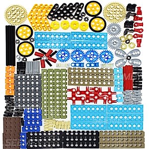 SEEMEY 184PCS Gear and Axle Set for Technic Parts Compatible with Lego Technic Parts, DIY Gears Assortment Pack((Liftarm, Pins, Axles, Connectors)) for Technic Building Blocks Set(Random Color)