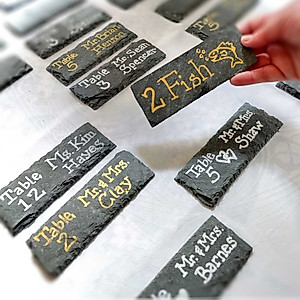 Cohas Slate Wedding and Event Place Cards Includes 20 Small 2 by 5 Inch Slate Pieces, Refill Kit, No Marker