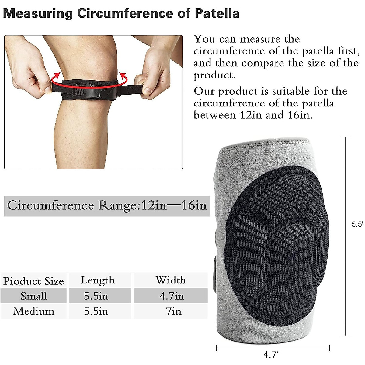 JYSW Knee Pads Comfortable Non-Slip, Thick Extra Foam Cushion for Scrubbing Floors, Gardening, Yoga & Construction, Soft Inner Liner, Strong Double Straps and Adjustable Easily