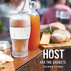 Host Freeze Beer Glasses, 16 ounce Freezer Gel Chiller Double Wall Plastic Frozen Pint Glass, Set of 2, Marble