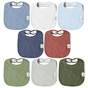 lulumoon Muslin Baby Drool Bibs - Absorbent Bandana Bibs 100% Cotton for Drooling Baby Girls Boys (Basic)