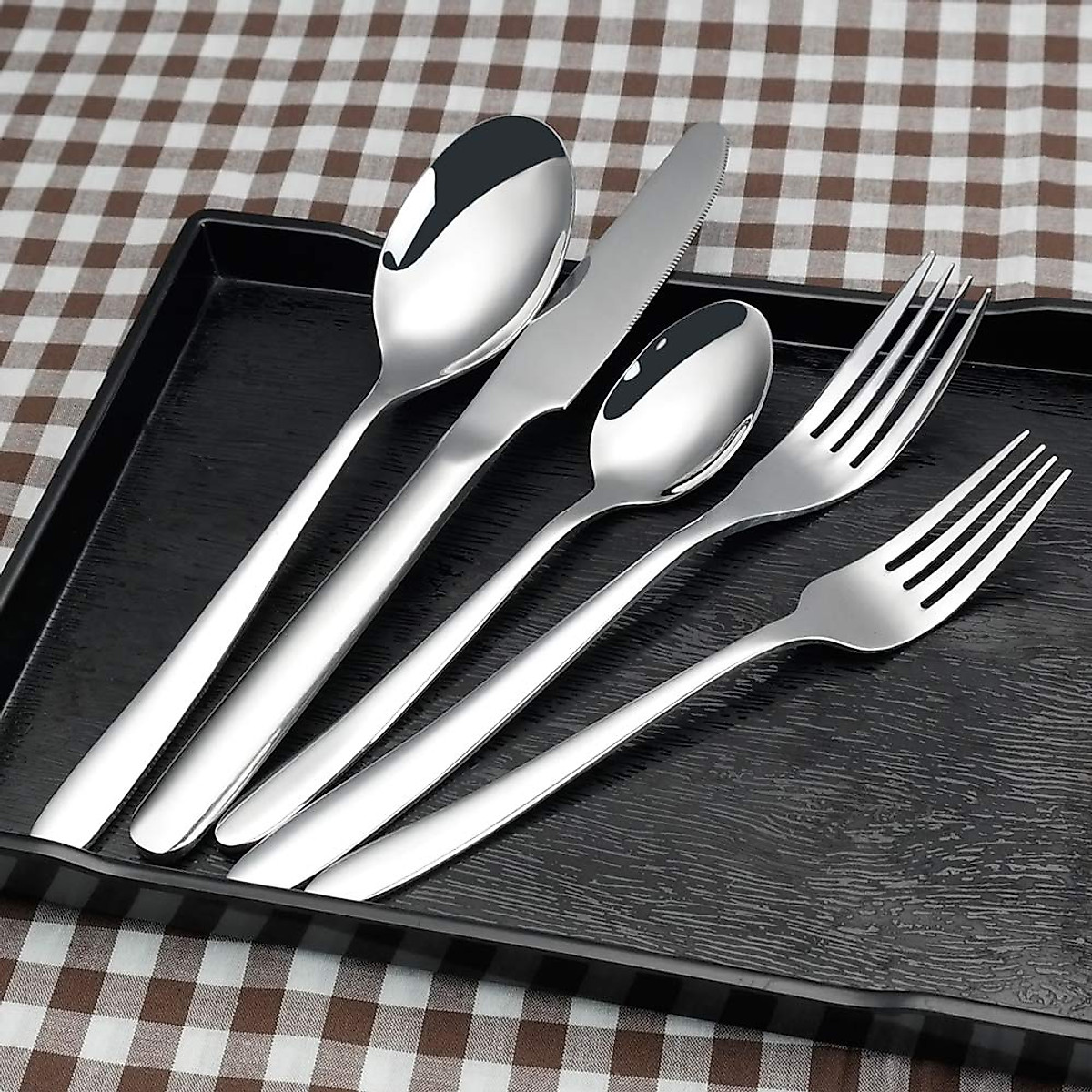 Parlynies 60 Pieces Stainless Steel Flatware Sets, Kitchen Silverware Cutlery Set, Service for 12
