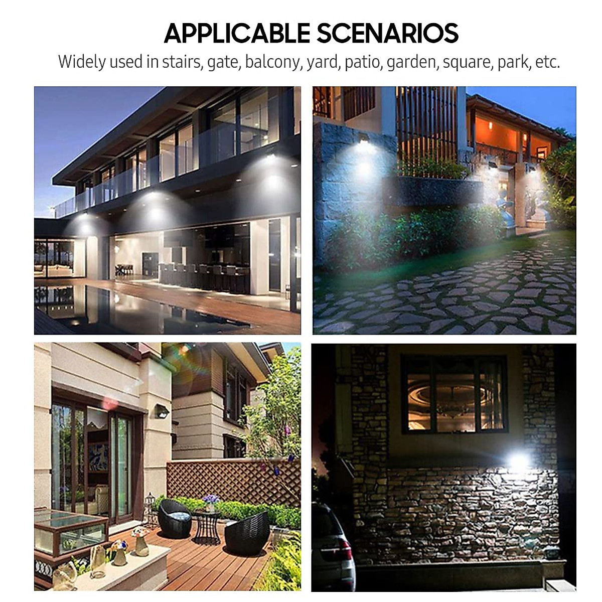 ERYUE Outdoor lamp, Solar Wall Light Motion Sensor 100 LEDs Outdoor Waterproof Solar LED Wall Lamp PIR Solar Powered Landscape Path Lights Auto On/Off for Fence Front Door Gate Balcony Yard Garden