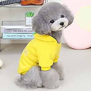 Warm Dog Hoodies Coat for Small Dogs Winter Sweatshirt Puppy Hooded Doggie Coat Cat Clothes, Yellow, X-Small