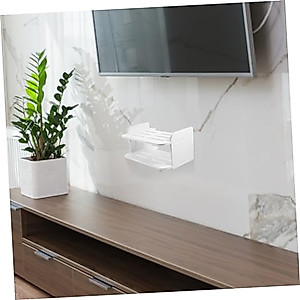 KITANDOVE 1 Set Router Ledge Homedecor Decorations for Home Camera Stand Space Saver Home+decor Router Holder Indoor Wall Mount Shelf Router Bracket No-drilling Holder Wpc White