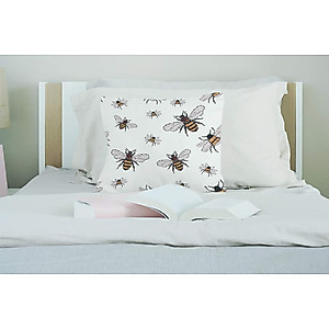 EKOBLA Honey Bee Throw Pillow Cover Bumblebee Spring Garden Buzz Cartoon Animal Wing Sketch Cozy Square Cushion Case for Men Women Boys Girls Room Home Decor Cotton Linen 18x18 Inch