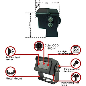 7" 1080P AHD Wired Reverse Rear View Backup Camera System,Guide line,IP69K No water leakage Camera, Night Vision, Vibration-proof 10G for Tractor/Truck/Excavator/Caravan/Skid Steer/Heavy Equipment