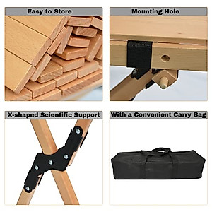 XSTRAP STANDARD 4ft Portable Wooden Folding Travel Camping Table for Outdoor/Indoor Picnic, BBQ, Hiking with Carrying Bag, Multi-Purpose for Patio, Garden, Backyard, Beach