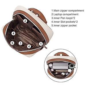 CLUCI Womens Laptop Backpack Leather 15.7 Inch Computer Backpack College Travel Vintage Daypack