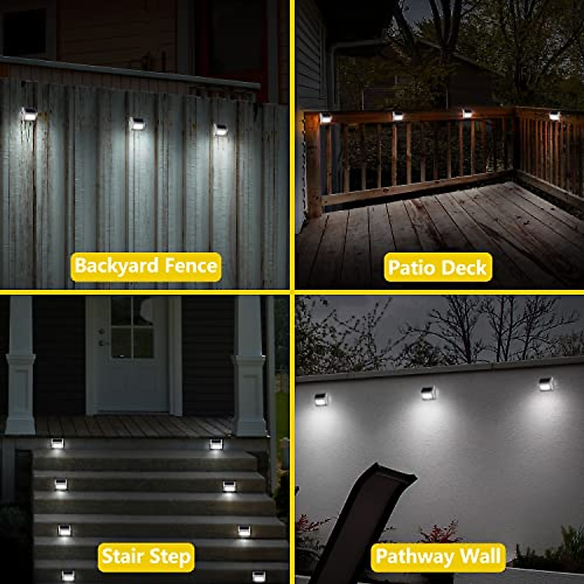 iThird Solar Step Lights, 6 LED Solar Fence Lights Waterproof Deck Step Lights Auto ON/Off Solar Powered Outdoor Lights for Decks Fences Steps Stairs Garden Backyard Patio Outside (12 Pack Daylight)