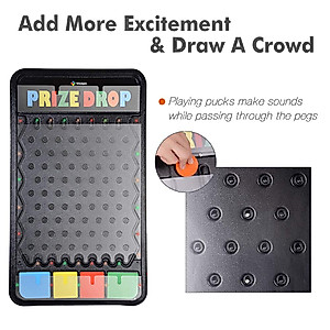 WinSpin 41"x25" Prize Drop Board Foldable Stand Disk Drop Board Game with 12 Playing Pucks for Carnival Tradeshow Party, (with Multi-Colored LED Light)