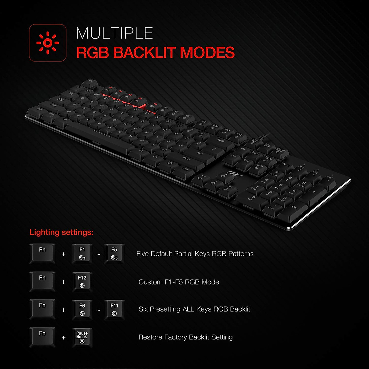 Mechanical Keyboard HAVIT RGB Backlit Wired Gaming Keyboard Extra-Thin & Light, Kailh Latest Low Profile Blue Switches, 104 Keys N-Key Rollover HV-KB395L (Black) (Renewed)