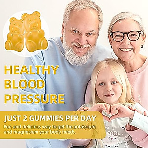 Potassium Magnesium Supplement Gummies for Women Men, Sugar Free Potassium Gummies for Leg Cramps & Muscle & Immune Health, High Absorption Magnesium Gummies Lemon Flavor 120 Count