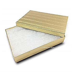 10 Pack Gold Foil Cotton Filled Color Paper Jewelry Packaging Box for Necklace, Bracelets, Watches, Jewelry Sets and Retail Display Boxes Sizes 5.25" X 3.75" X 1" Inch