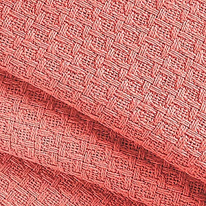 BELIZZI HOME 100% Cotton Bed Blanket, Breathable Bed Blanket Twin Size, Cotton Thermal Blankets Twin, Perfect for Layering Any Bed for All Season, Coral