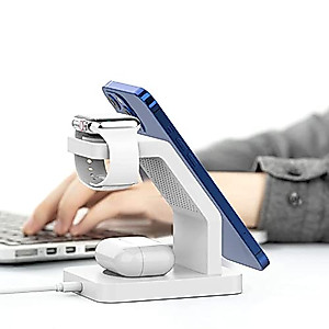 3 in 1 Mag-Safe Wireless Charging Station,Magnetic 18W Fast Charger Stand for Apple iPhone 14/13/12,14/13/12Pro,14/13/12Pro Max,Mini,AirPods 2/pro,iWatch 8/se/7/6/5/4/3(Qc3.0 Adapter Included)