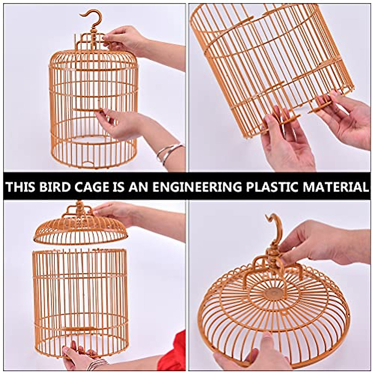 1 Set Round Bird Cage Plastic Parrot Parakeet Budgie Lovebird Cockatiel Cage Pet