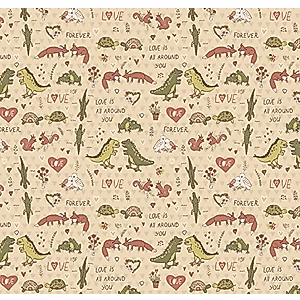 Stesha Party Dinosaur Valentines Day Wrapping Paper - Folded Flat 30 x 20 Inch (3 Sheets)