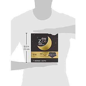 Always Zzzs Overnight Disposable Period Underwear For Women, Size Small/Medium, Black Period Panties, Leakproof, 7 Count x 2 Packs (14 Count total)