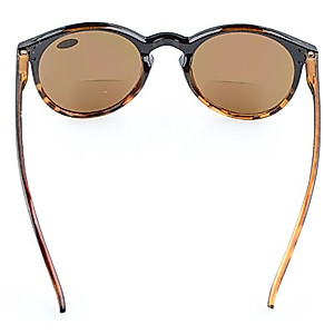 Eyekepper Key Hole Style Spring-Hinged Round Bifocal Sunglasses Sunshine Readers Black-Tortoise +2.0