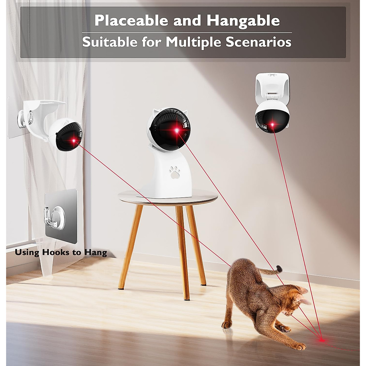 Goopow Interactive Laser Pointer Cat Toys for Indoor Cats,Cat Laser Toy Automatic for Bored Indoor Adult Cats/Kittens/Dogs,USB Rechargeable,3 Speed Modes(Gray)