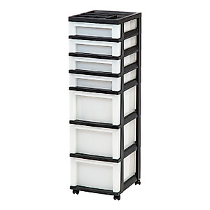 IRIS USA 7-Drawer Storage Cart with Organizer Top and 44 Drawer Parts Cabinet, Black