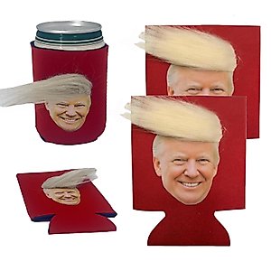 2 PCS Funny Can Coolers Sleeves with Trump Hair, Great Novelty Gifts Unique Presents for Men Women, Beer Can Cooler