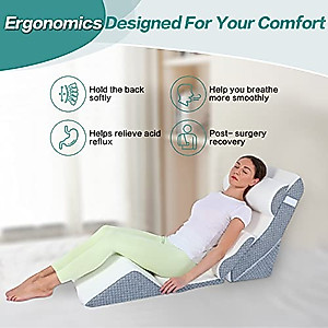 Ganaver 6Pcs Wedge Pillow for Sleeping, Orthopedic Bed Wedge Pillows for After Surgery, Foam Sit Up Pillow Wedge for Back, Shoulder Support, Leg Elevation, Acid Reflux, Gerd, Snoring White Navy