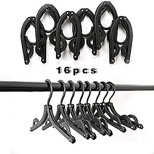 mubgo Folding Hangers Folding Hanger Rack Multifunctional Portable Travel Hanger Travel Outdoor Household Wardrobe Storage Rack Black 16pcs