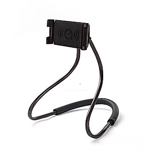 Universal Smart Mobile Phone Stand,Hanging on Neck Cell Phone Mount Holder, Lazy Cell Phone Holder (Black)
