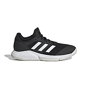 adidas Women's Court Team Bounce Volleyball Shoe, Black/White/Silver Metallic, 6.5