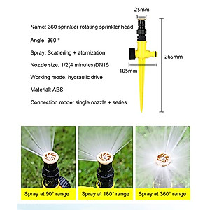 Bonseor 360° Rotation Auto Irrigation System Garden Lawn Sprinkler Patio, Garden Sprinkler Lawn Sprinkler, 90°/180°/360°, Adjustable at Will for Outdoor Grass Garden Yard Lawns (5 PCS)